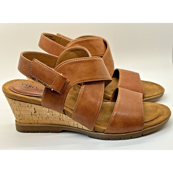 EuroSoft | Shoes | Eurosoft By Sofft Shanda Brown Slingback Wedge ...